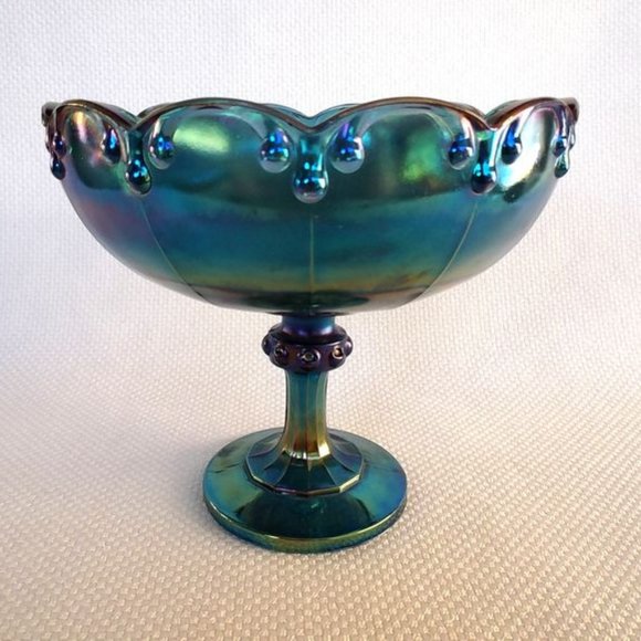 Indiana Glass | Dining | Vintage Indiana Glass Blue Iridescent Carnival ...